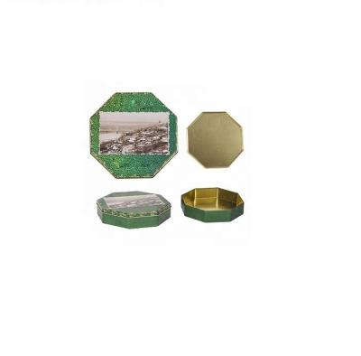China DADI Metal Oval Tea Tin Box Octagonal Shape Gift Tin Can Customized Printing 190*190*42mm for sale