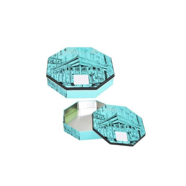 Quality DADI Metal Oval Tea Tin Box Octagonal Shape Gift Tin Can Customized Printing 190 for sale