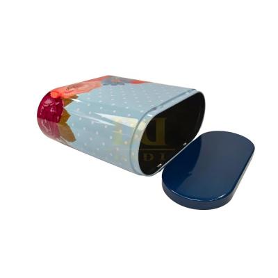 China DADI Tea Tin Box Oval Tin Box Glossy Food Grade Metal Tins For Tea Snacks for sale