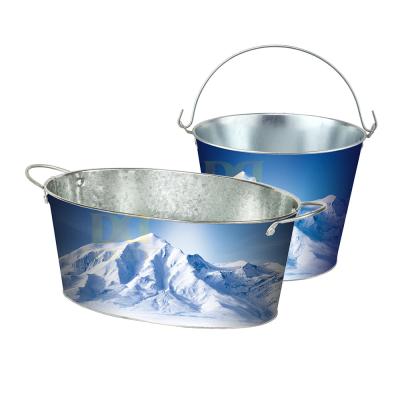China DADI 5L-15L Oval Champagne Tinplate Ice Bucket Cooler Embossing Champagne Bottle Coolers for sale