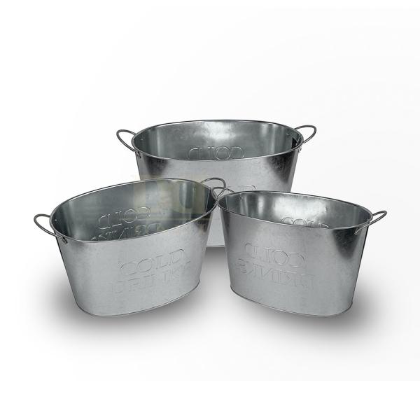 Quality DADI Stackable Custom Tinplate Metal Ice Bucket Non Slip Base Zinc Plated Metal Drink Bucket for sale
