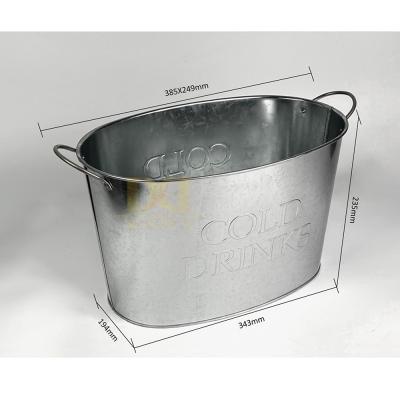 China DADI Stackable Custom Tinplate Metal Ice Bucket Non Slip Base Zinc Plated Metal Drink Bucket for sale