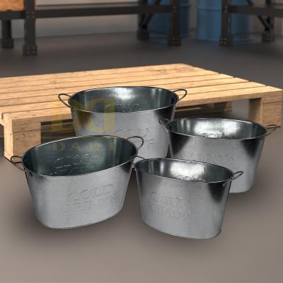 China DADI Stackable Custom Tinplate Metal Ice Bucket Non Slip Base Zinc Plated Metal Drink Bucket for sale