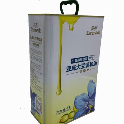 China DADI 4L Metal Food Safe Rectangular Food Oil Can, 4L Tin Can for Vegetable Oil Packaging Container for sale