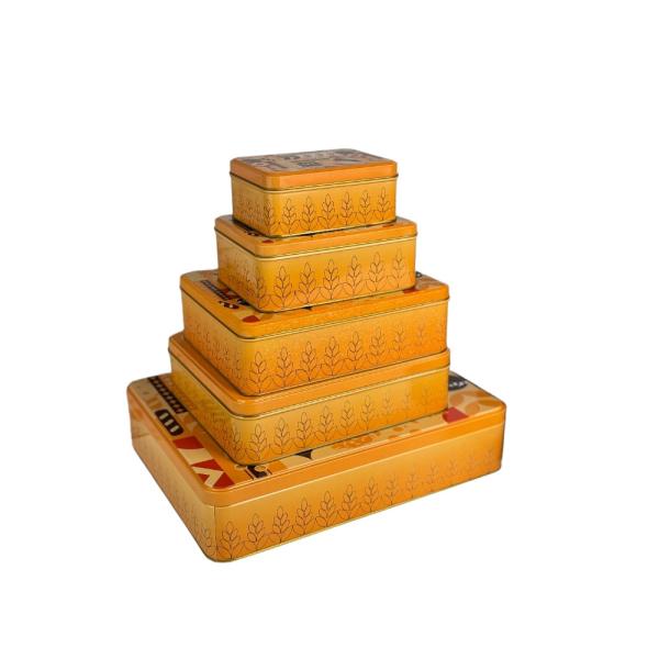 Quality DADI Square Metal Fancy Biscuit Tin Box For Chocolate Candy Packaging 5 Pack Tin Can for sale