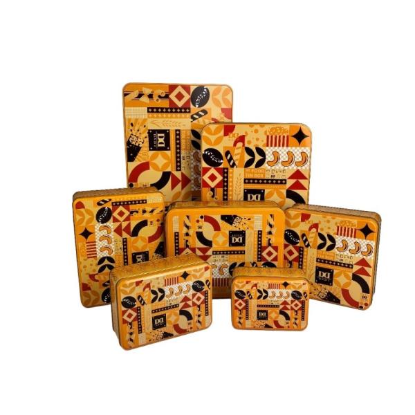 Quality DADI Square Metal Fancy Biscuit Tin Box For Chocolate Candy Packaging 5 Pack Tin for sale