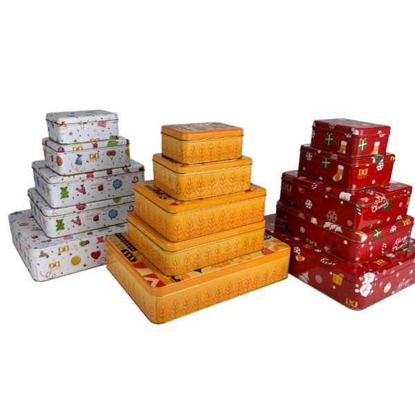 Quality DADI Tinplate Square 5 Pack 0.19mm-0.4mm Personalised Biscuit Tin Box for sale