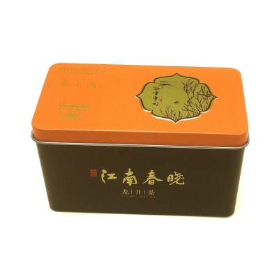 China DADI Elegant Rectangular Tea Tin Box CMYK Personalized Tin Can For Tea for sale