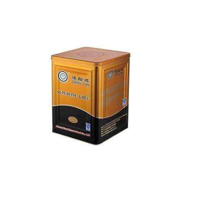 China DADI 18L Ghee Square Tinplate Oil Box, Food Oil Can with CMYK / PMS / UV Printed for sale