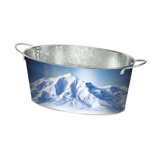 Quality DADI Portable Wine Chiller Tinplate Metal Ice Bucket OEM/ODM Beverage Chiller Tub For Beer for sale