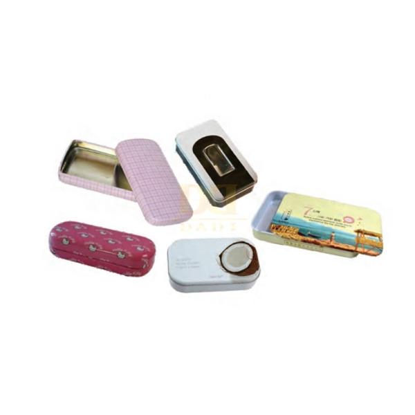 Quality DADI 0.19mm-0.4mm Metal Hinged Candy Tin Box OEM ODM Rectangle Tin With Lid for sale