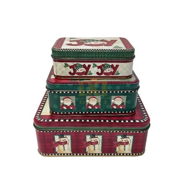 Quality DADI Vintage Santa Biscuit Tin Box OEM/ODM Rectangular Tin Box For Cookies for sale