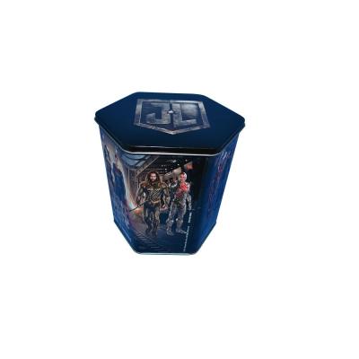 China DADI Customized Popcorn Tin Bucket Embossed Logo Design Movie Tinplate Metal Popcorn Bucket for sale