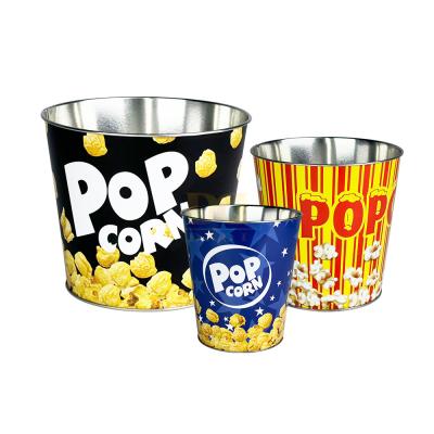 China DADI Metal Popcorn Bucket Tinplate Bucket 3D Tin Popcorn Bucket CMYK PMS Color for sale