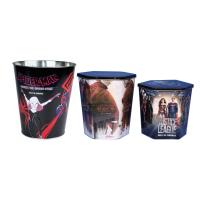 Quality DADI Stackable Metal Popcorn Bucket Round Tin Of Popcorn Single Wall for sale