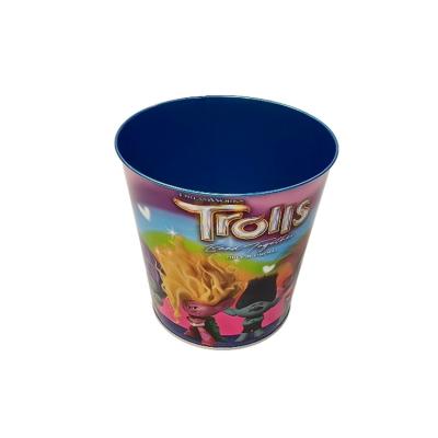 China DADI Stackable Metal Popcorn Bucket Round Tin Of Popcorn Single Wall for sale