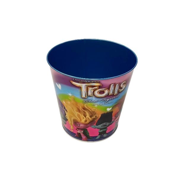 Quality DADI Stackable Metal Popcorn Bucket Round Tin Of Popcorn Single Wall for sale