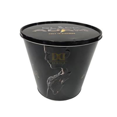 China DADI Stackable Metal Popcorn Bucket Round Tin Of Popcorn Single Wall for sale