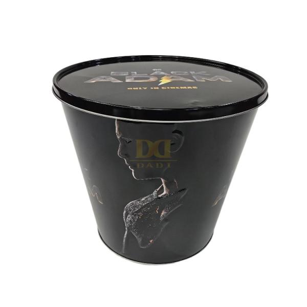 Quality DADI Stackable Metal Popcorn Bucket Round Tin Of Popcorn Single Wall for sale