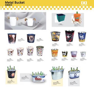 China DADI Stackable Metal Popcorn Bucket Round Tin Of Popcorn Single Wall for sale