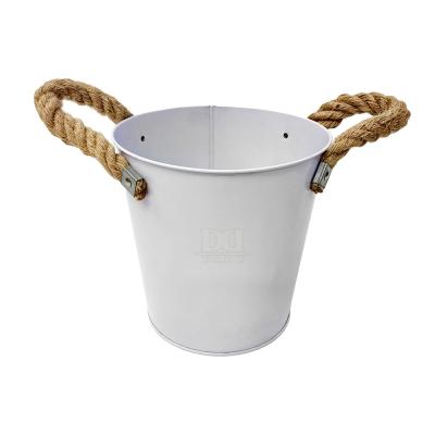 China DADI White Tinplate Metal Popcorn Bucket Silkscreen Large Popcorn Tins for sale