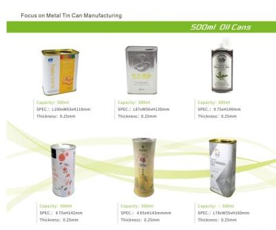 China DADI Avocado Peanut Sunflower Food Oil Can 500ml Rectangular Round Oil Tin Can with Gold Inner Coating and Customize Capacity for sale