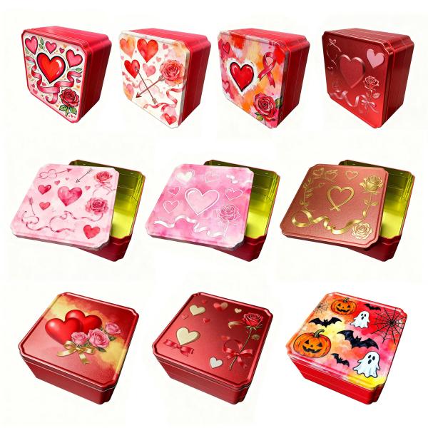 Quality CMYK PMS UV Full-Surface Printed Square Candy Tin Box Screw Cap Container for for sale