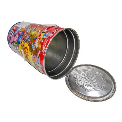China BPA-Free Cylinder Tin with Ergonomic Handle Vibrant Cartoon Packaging Bucket for Milk Candy Chocolate Commercial Grade Storage for sale