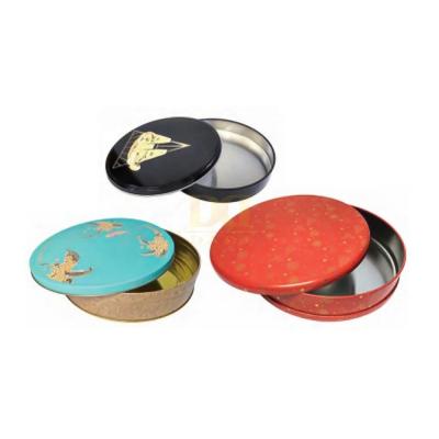 China 5/11/13 inch Space-Saving Flat Round Biscuit Tin - Dual-Layer Embossed Lid & Vintage Floral Motifs, Rustproof Cookie Organizer for sale