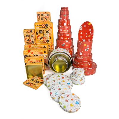 China Theme Metal Tin Box Set Square Round CONSUMER TEST TECH Certification Multifunctional Recyclable Toy Storage Can Boxes Packing for sale