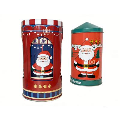China Food Grade Tin Can Rotatable Music Tin Box Custom Christmas Promotion New Year Gift Packaging for Chocolate Candy Sweet Cookies for sale