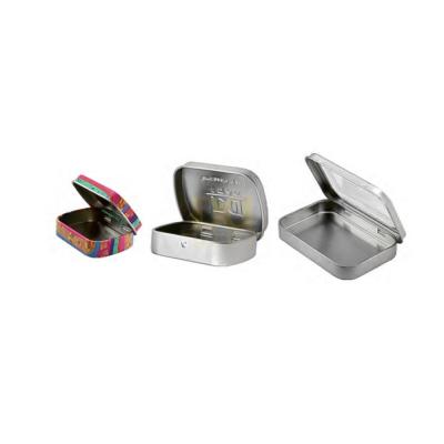 China Custom Logo Embossed Matte Varnish Hinge Tin Box with Window Mint Gum Portable Metal Packaging Mini Tinplate Boxes Packing for sale
