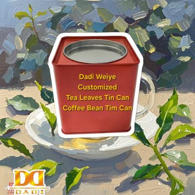 China 2025 Hot Sale Custom Printing Square Food Grade Tea Leaves Coffee Bean Tin Box with Lid for sale