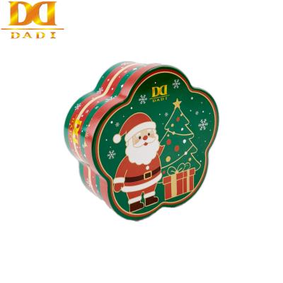 China Christmas OEM Irregular Flowers Shape Tin Packaging Box for Chocolate Candy Cookie Customized Design for sale