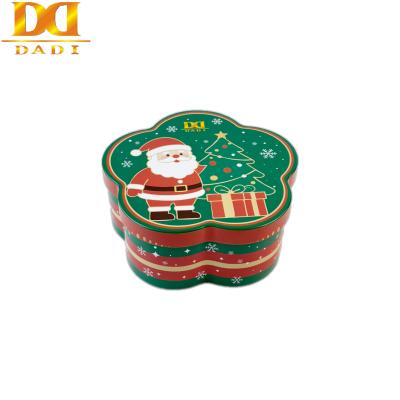China Irregular Flowers Shape Metal Tin Box Christmas Cookie Candy Chocolate Unique Packaging Design for sale