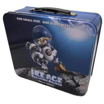 China DADI Rectangular Portable Box Tin Lunch Box with Handle Cartoon Printing Suitcase Box for sale