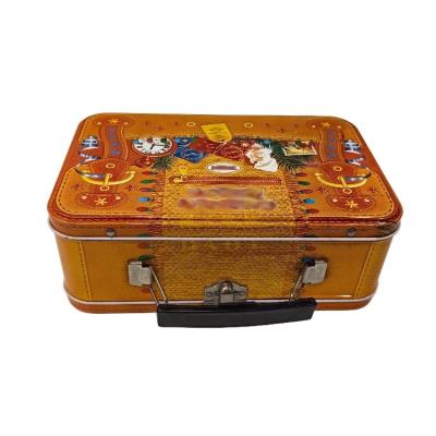 China Portable Reusable Tinplate Metal Lunch Box Food Storage Container with Handle for sale