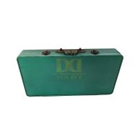China Senior Matte Solid Color Luxury Recyclable Double Locking Clippers Retro Pattern Handle Rectangle Tin Box Storage Container for sale