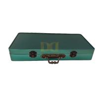 China Senior Matte Solid Color Luxury Recyclable Double Locking Clippers Retro Pattern Handle Rectangle Tin Box Storage Container for sale