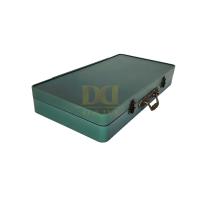 China Senior Matte Solid Color Luxury Recyclable Double Locking Clippers Retro Pattern Handle Rectangle Tin Box Storage Container for sale