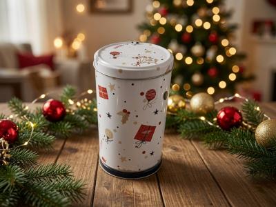China Dadi Customized with Music Cylindrical Metal Storage with Lid Round Rotatable Tin Can for Cookies, Snacks & Gift Packaging for sale