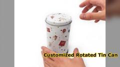 Dadi Customized with Music Cylindrical Metal Storage with Lid Round Rotatable Tin Can for Cookies, S
