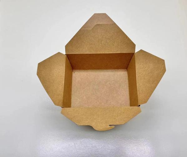 Quality Disposable Kraft Paper Folding Lunch Box Food Container Biodegradable Take Away for sale