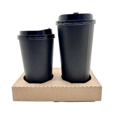 China Customized Paper Cup Holder 2 4 Coffee Paper Cup Kraft Holder Take Away Pack Tray for sale