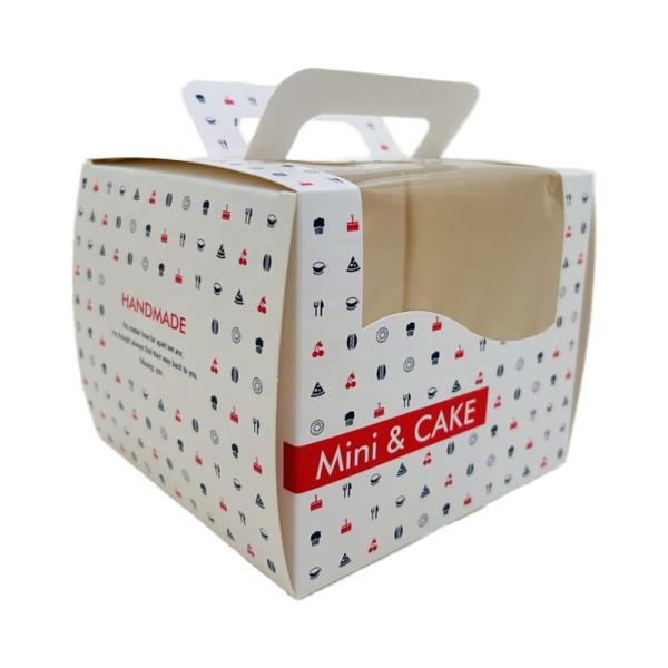 Quality Biodegradable Dessert Packing Carton Box Pastry Box Paper Cake Packaging With Handle and Window for sale