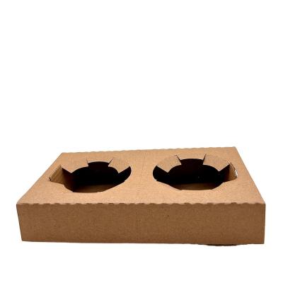 China Custom Cardboard Beverage HolderTakeaway Paper Carrier Tray Kraft Paper Cup Holder for sale