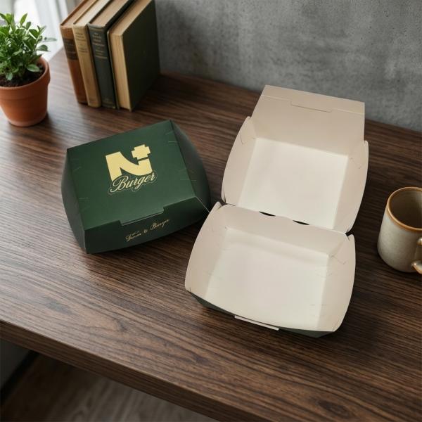 Quality Custom Corrugated Board Clamshell Burger Box with Varnishing Disposable for sale
