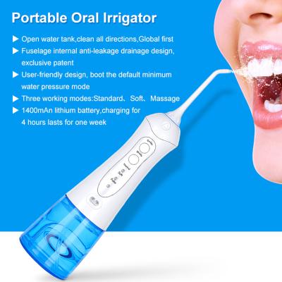 Cina Acqua Flosser senza cordone, pulitore portatile con 3 modi, pulizia potente, 300ML serbatoio di acqua, IPX7 dei denti impermeabile in vendita
