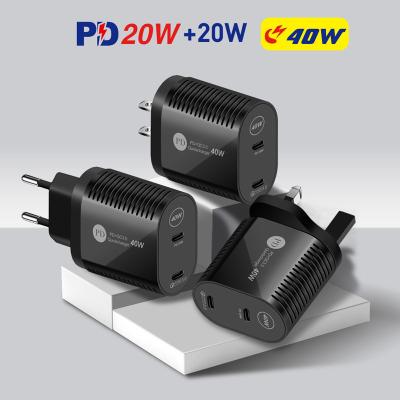 China US EU UK Plug PD 40W Fast USB Chargers Dual Type C Quick Charging for sale