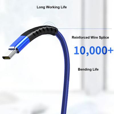 China 2.4A OD4.8mm Micro USB Data Cable 1m 2m 3m Fish Net Fabric Nylon for sale